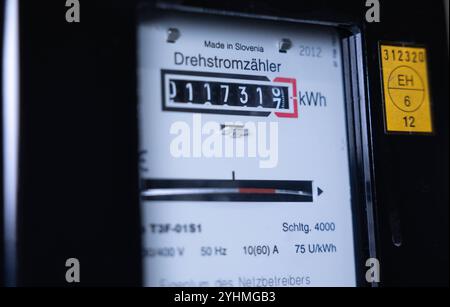 Analog electricity meter. Analog electricity meter in the basement ...