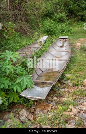 Xepon, Laos - June 18, 2023: boats made of parts of American aircraft ...