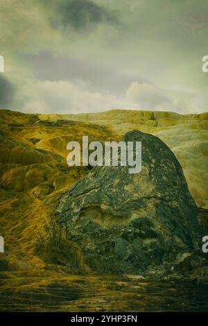 Textures and colors of the terrain in Yellowstone National Park XI USA ...