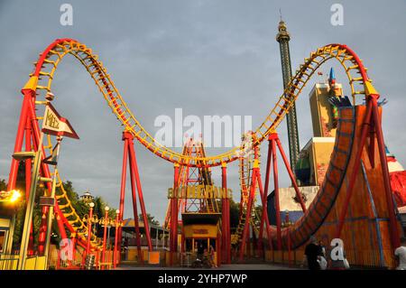 roller coaster "Boomerang" in Prater in Vienna Stock Photo - Alamy