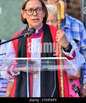The Bishop of Newcastle Helen-Ann Hartley (centre) during the first day ...