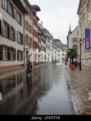 Switzerland, Basel, the old weather house built in 1892 with a ...