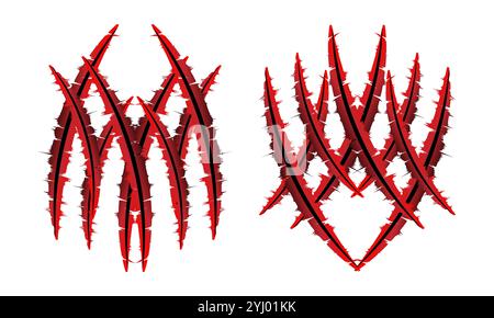 Blood scratches of wild animal claws, red scary talons marks isolated ...
