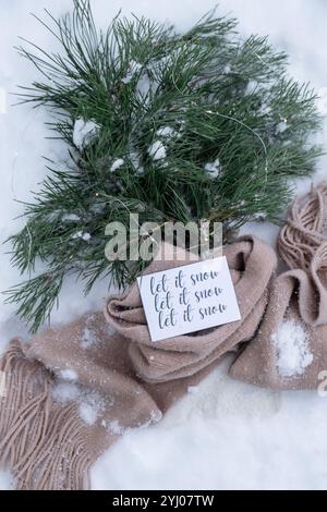 Cozy winter composition with decorative word home and paper christmas ...