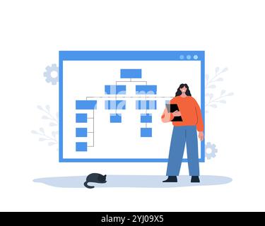 Sitemap Creation concept. Website navigation for the user. Male ...