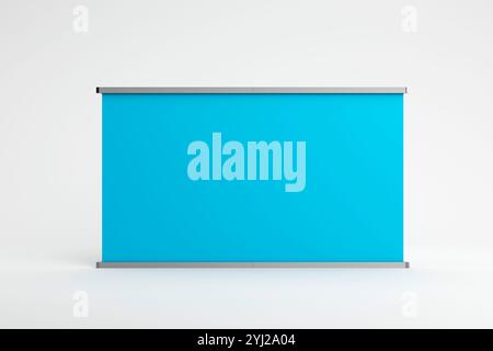 A solid blue backdrop with a sleek metallic frame, designed for use in ...