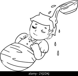 Baptism Baby Being Baptized Isolated Coloring Page Stock Vector Image ...