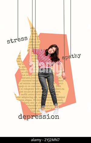 Creative abstract template collage of puppet strings propaganda fake ...