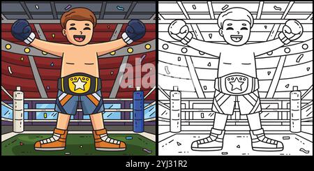 Boxing Boxer with a Champion Belt Coloring Page Stock Vector Image ...