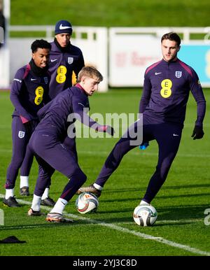 England's Taylor Harwood-Bellis (right), Jarrod Bowen (centre) and ...