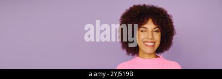 Woman, wink and playful in studio portrait, emoji and flirting with eye ...