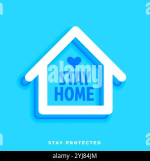 stay home stay protected design with house symbol Stock Vector Image ...