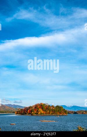 Lake Hibara in autumn, Fukushima prefecture, Tohoku, Japan Stock Photo ...