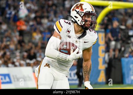 Minnesota defensive back Koi Perich (3) celebrates after sacking ...