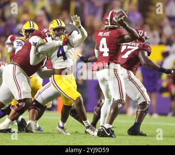 LSU defensive lineman Bradyn Swinson participates in a drill at the NFL ...