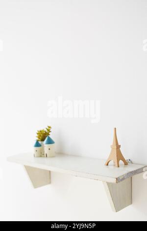 White shelves with sundry items on white walls Stock Photo - Alamy