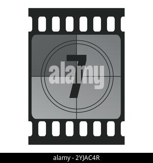 Countdown filmstrip frame piece with number five. Retro cinema movie ...
