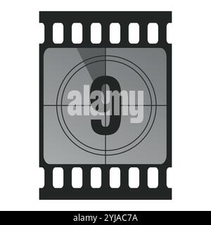 Countdown filmstrip frame piece with number zero. Retro cinema movie ...