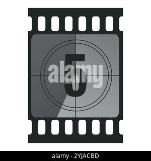 Countdown filmstrip frame piece with number zero. Retro cinema movie ...