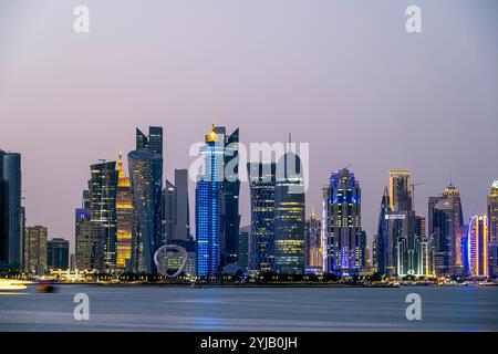 Doha skyline from Corniche sunset panoramic view showing West Bay ...