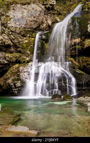 Scenic Beauty of Virje Waterfall with Pristine Waters in Slovenia Stock ...