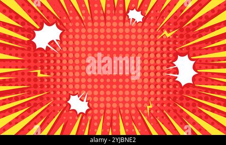 Comic cartoon background with lightning burst effect. Vector manga ...