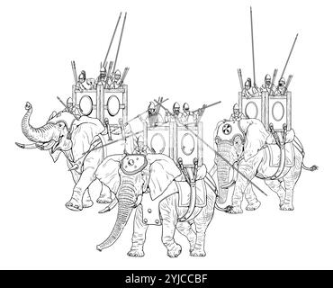 War elephant attack, army of Carthage. Pencil drawing Stock Photo - Alamy