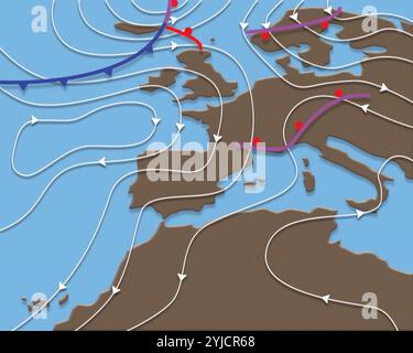 Surface weather map - Map of isobars Stock Photo - Alamy