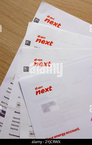 A selection of EON Next electricity bills, private details redacted ...
