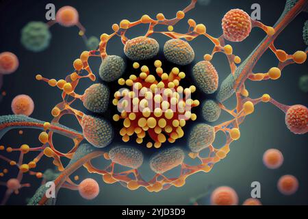 Human cell under magnification, illustration, 3d render. Illustration ...