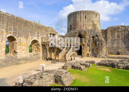 Barnard Castle Inner ward with the ruined walls and round tower of the ...