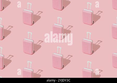 Suitcase on a pink pastel background. Travel concept. Minimalistic 3d ...