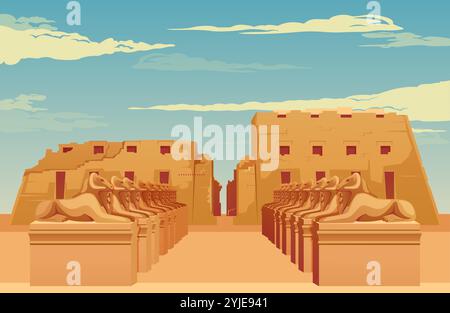 The Karnak Temple Complex - Luxor, Egypt - Stock Illustration as EPS 10 ...