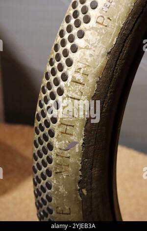 Michelin vintage tires on display at their museum in Clermont-Ferrand ...