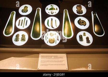 Items made from pounamu stone on display at the Canterbury museum Stock ...