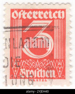 AUSTRIA - 1925 June 01: 7 groschen chocolate postage stamp depicting ...