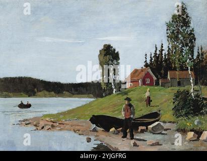 Edvard Munch, Loten, 1863-Ekely, 1944, Bay with Boat and House, 1881 ...