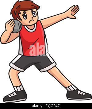 Track and Field Athlete in Shot Put Coloring Page Stock Vector Image ...
