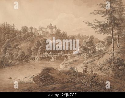 Rauenstein Castle Seen from the River's Edge, c.1800, by Adrian Zingg ...