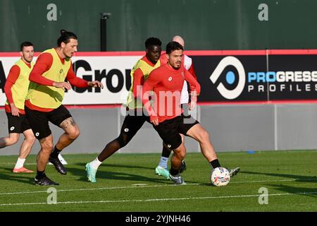 AC Monza's players during training session at Centro Sportivo Silvio ...