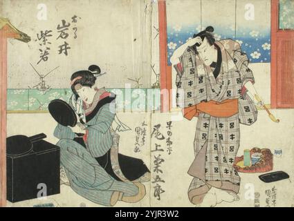 Kunisada, B, C, work, Actors Iwai Shijaku, Onoe Kikugoro III and Seki ...