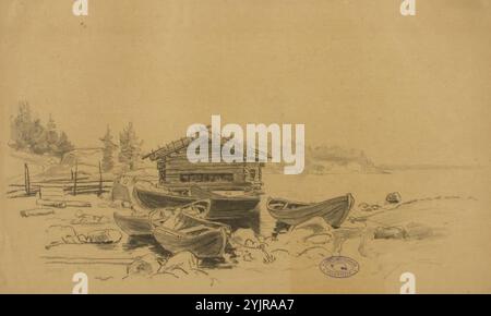 Knutson, Johan, work, Coastal landscape, 1870s, oil on canvas, mounted ...
