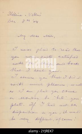 Letter to Elsie Maud Cownie, Philip Zilcken, 1906 letter Paris ink ...