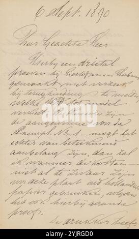 Letter to Philip Zilcken, 1890 letter Amsterdam ink writing (processes ...