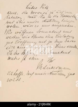 Letter to Jan Veth, Max Liebermann, 1897 letter paper. ink writing ...
