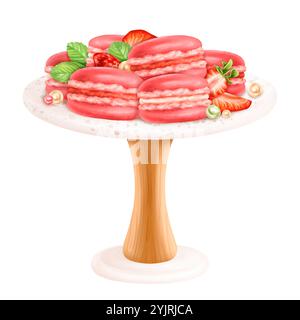 Hand-drawn cake, cupcakes and macaroons. Watercolor vintage ...