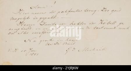 Letter to Mr. Eymer, Gerrit Jan Michaëlis, 1851 letter paper. ink ...