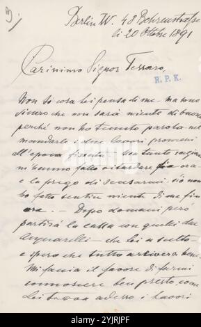 Letter to Filippo Tessaro, printed, writer: Matthijs Maris, London ...
