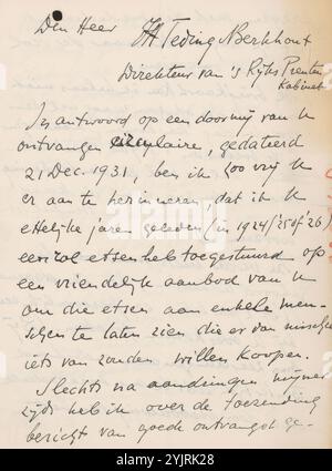 Letter to esquire Hendrik Teding van Berkhout (1879-1969), writer ...