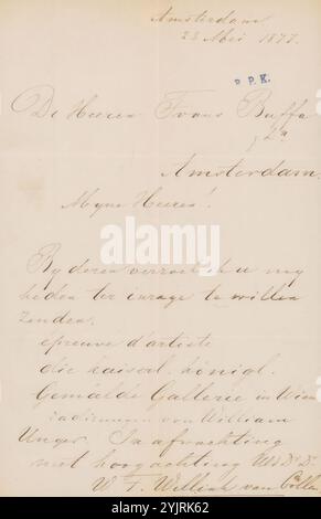 Letter to Frans Buffa and Zonen, William Unger, 1877 letter Vienna ...